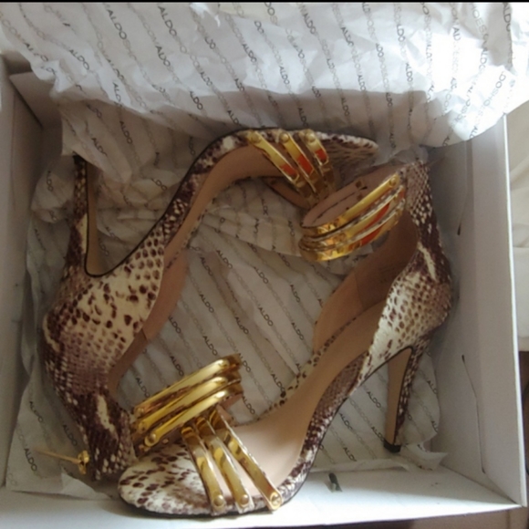 Aldo | Shoes | Aldo Leinan 35 High Heel Snake Print Sandals 8 | Poshmark